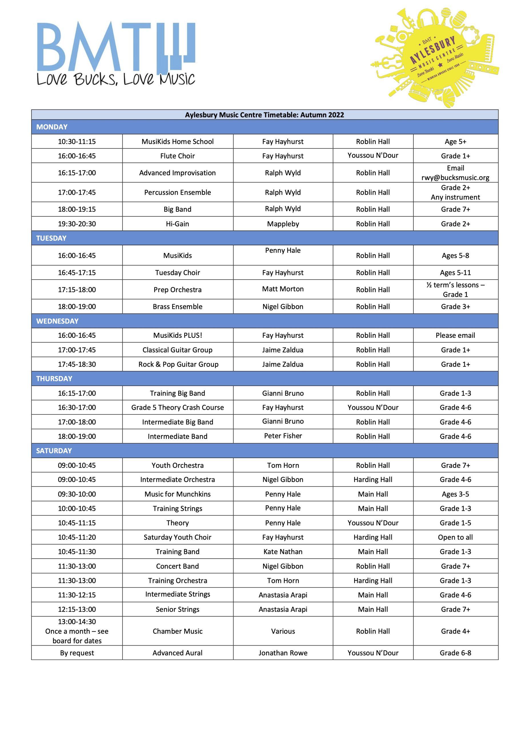 Music Centre Updates – Aylesbury – Buckinghamshire Music Trust